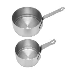 2pcs Sauce Cup 304 Stainless Steel Stackable Handle Design Mini Sauce Pan for Banquet Outdoor Picnic,Ramekin Dipping Sauce Seasoning Bowls with Handle for Gravy, Pepper