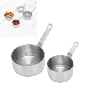 2pcs Sauce Cup 304 Stainless Steel Stackable Handle Design Mini Sauce Pan for Banquet Outdoor Picnic,Ramekin Dipping Sauce Seasoning Bowls with Handle for Gravy, Pepper