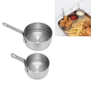 2pcs Sauce Cup 304 Stainless Steel Stackable Handle Design Mini Sauce Pan for Banquet Outdoor Picnic,Ramekin Dipping Sauce Seasoning Bowls with Handle for Gravy, Pepper