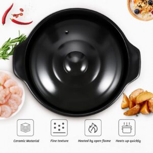 Luxshiny Ceramic Casserole Clay Earthenware Pot Chinese Stew Pot Soup Pot Cooking Pot Stockpot with Lid Kitchen Cookware 2.6L