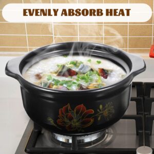 Luxshiny Ceramic Casserole Clay Earthenware Pot Chinese Stew Pot Soup Pot Cooking Pot Stockpot with Lid Kitchen Cookware 2.6L