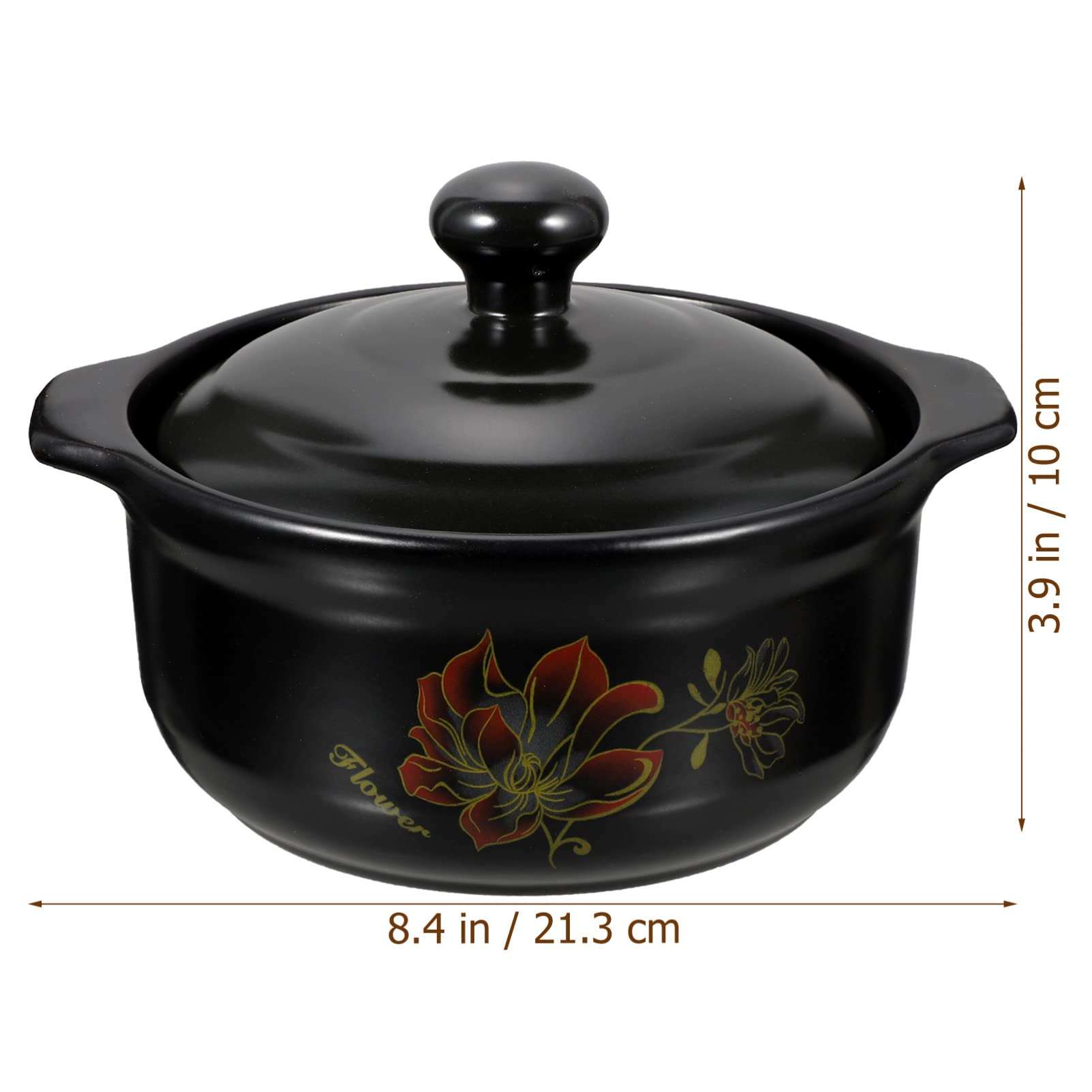 Luxshiny Ceramic Casserole Clay Earthenware Pot Chinese Stew Pot Soup Pot Cooking Pot Stockpot with Lid Kitchen Cookware 2.6L