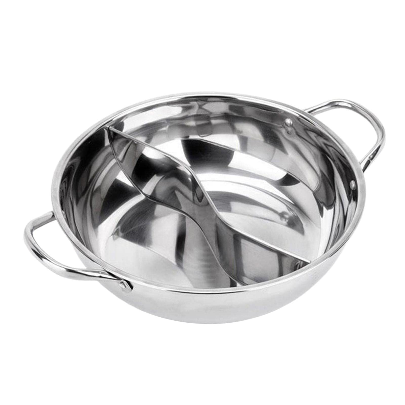 MagiDeal Stainless Steel Chinese Hot Pot Dual Site Household Kitchen Cookware, Silver, 30cm