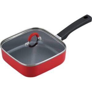 wahei freiz rb-1568 to may frying pan, square pan, red, induction heating compatible, glass lid included