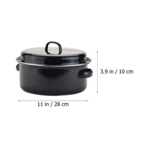 Yardwe Roasting Pan Round Round Roaster pan Enamel Covered Pot Roaster Skillet Roaster Pot Turkey