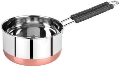 HANS PRODUCT Stainless Steel Copper Bottom Sauce Pan 1L,2L Combo Set | Milk PAN | Tea Pan (2 Piece Set)