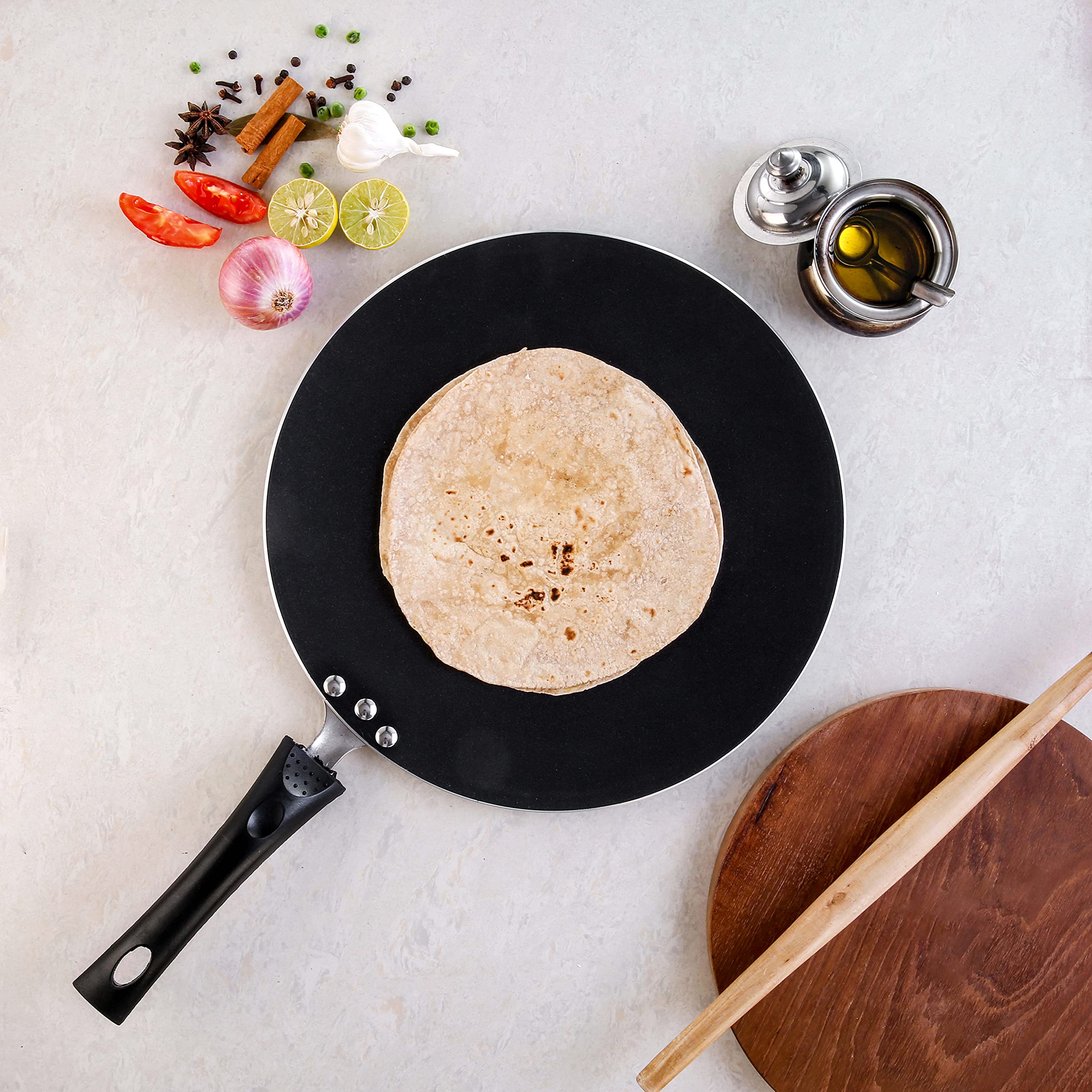 Vinod 25 cm Nonstick Induction Concave Tawa, 10"