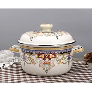 OLYTARU Flower Enamel on Steel Stock Pot/Stockpot with Lid, 3 Quart