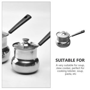 SHERCHPRY Stainless Steel Melting Pots Mini Milk Pot Butter Warmer Pan Miniature Saucepan Turkish Coffee Maker Soup Pot with Lid Cover for Kitchen 350ml