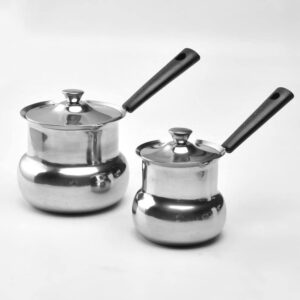 SHERCHPRY Stainless Steel Melting Pots Mini Milk Pot Butter Warmer Pan Miniature Saucepan Turkish Coffee Maker Soup Pot with Lid Cover for Kitchen 350ml