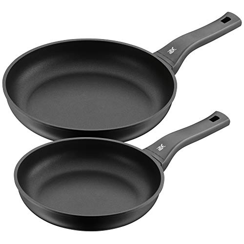 WMF Frying Pan-Set 2-Piece Coated Ø 24, 28 cm PermaDur Excellent Plastic Handle with Flame Protection Aluminium PermaDur Suitable for Induction Hobs Wash By Hand