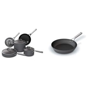 ninja c38000 foodi neverstick premium 8-piece cookware set with glass lids, slate grey & c30026 foodi neverstick premium 10.25 inch fry pan, hard-anodized, slate grey