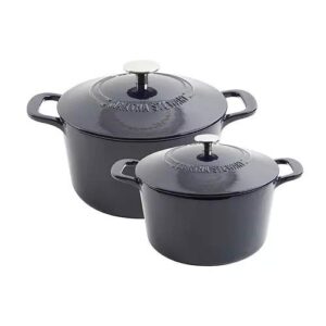 martha stewart 4-quart and 7-quart enamel on cast iron dutch ovens, 2 pack (navy)