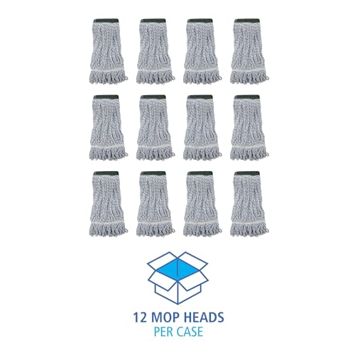 Boardwalk BWK552 Rayon/Polyester Wide Floor Finish Mop Head - Medium, White/Blue (12/Carton)