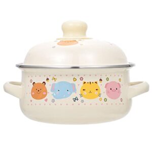 angoily porcelain stockpot flower enamel stock pot stockpot with lid enamel coated oven stovetop for soup chicken pot roast kitchen cookware 16cm ceramic soup pot