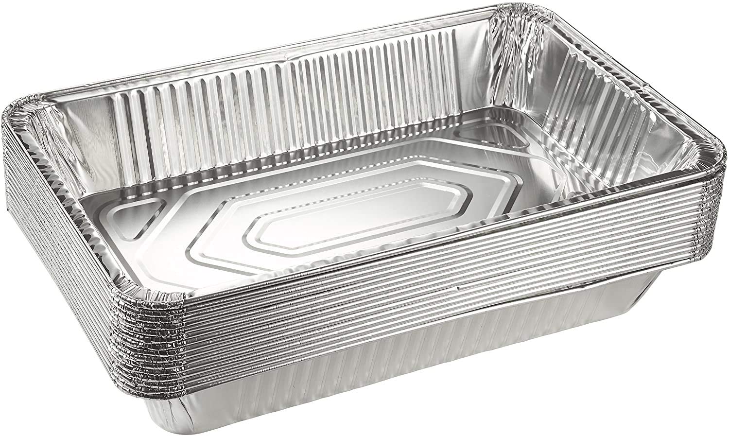 Nicole Fantini Full Size Deep Aluminum Pan With No Lids for Baking, Serving, Roasting, Broiling, Cooking - L. 20 3/4" x W. 12 4/5" x D. 3 1/5" (10)