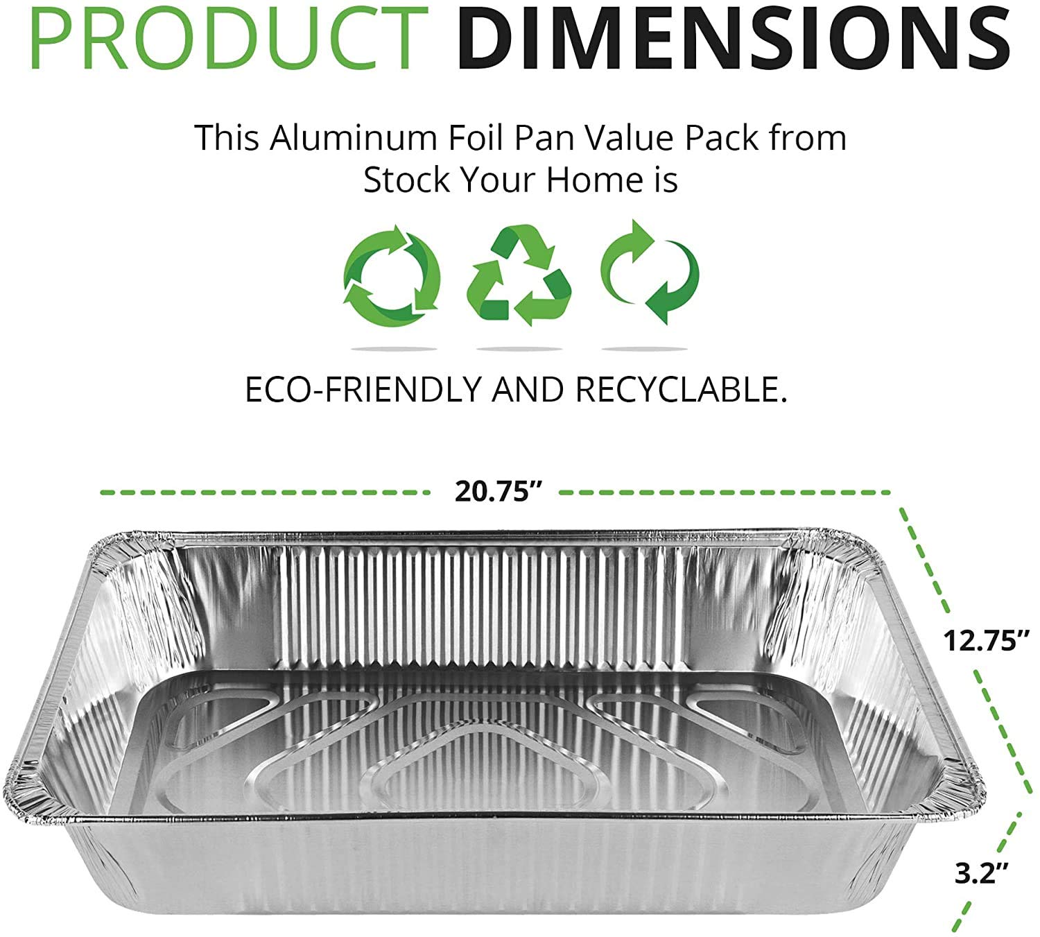 Nicole Fantini Full Size Deep Aluminum Pan With No Lids for Baking, Serving, Roasting, Broiling, Cooking - L. 20 3/4" x W. 12 4/5" x D. 3 1/5" (10)