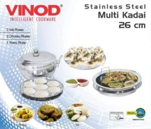 vinod mk26 multi purpose kadai, 26cm, stainless steel