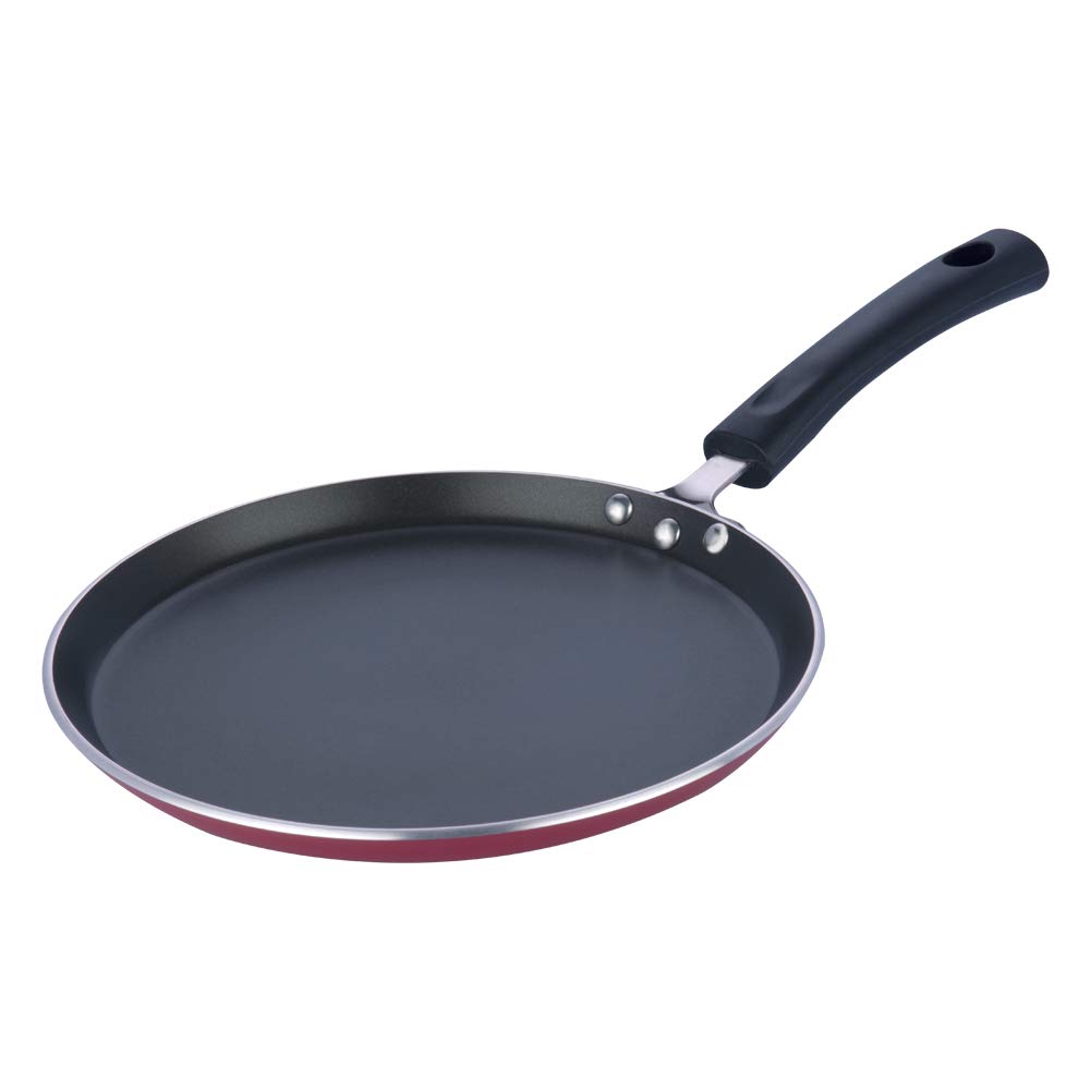 Vinod Dosa Tawa - 10 Inches Diameter - Crepe Pan - Nonstick Pancake Griddle - Induction Friendly - PFOA Free Scratch Friendly - Triple Riveted Handles - Works with Gas, Ceramic, Electric Stove