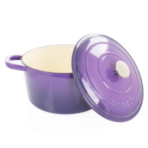 unknown1 artisan 2 piece 5 quart enameled cast iron dutch oven with lid in lavender purple, medium