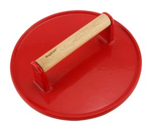 berghoff cast iron steak press - red