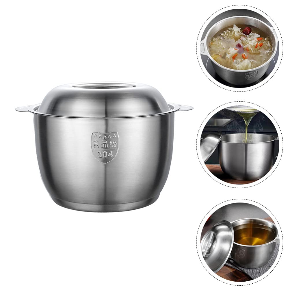 HEMOTON Nonstick Soup Pot 1pc Lard Can 304 Stainless Steel Oil Bottle Vegetable Baby Nonstick Sauce Pot