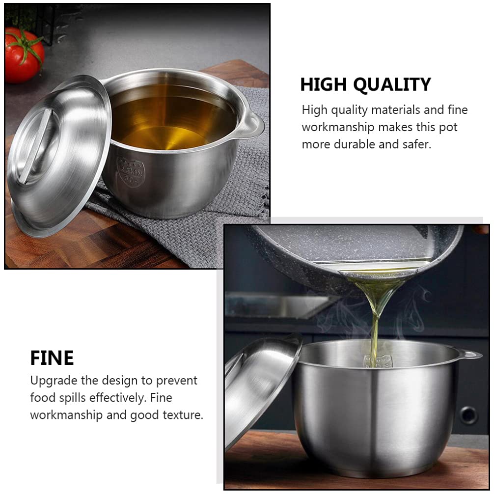 HEMOTON Nonstick Soup Pot 1pc Lard Can 304 Stainless Steel Oil Bottle Vegetable Baby Nonstick Sauce Pot