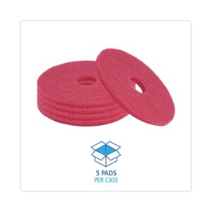 Boardwalk BWK4015RED 15 in. Buffing Floor Pads - Red (5/Carton)