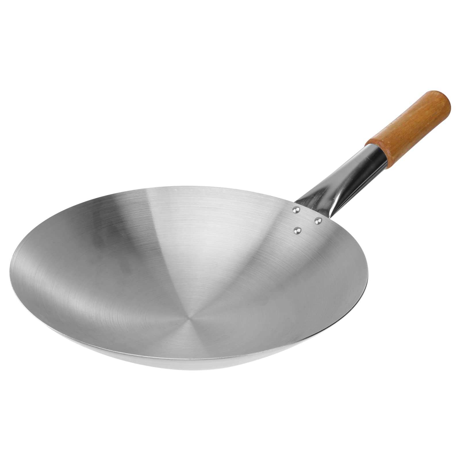 Hemoton Egg Frying Pan Woks & Stir-fry Pans Stainless Steel Wok Pan Stir Fry Pans Chinese Cooking Pan with Handle for Home Professional Cooking Outdoor 30CM Wok Stainless Steel Stock Pot