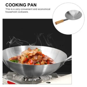 Hemoton Egg Frying Pan Woks & Stir-fry Pans Stainless Steel Wok Pan Stir Fry Pans Chinese Cooking Pan with Handle for Home Professional Cooking Outdoor 30CM Wok Stainless Steel Stock Pot