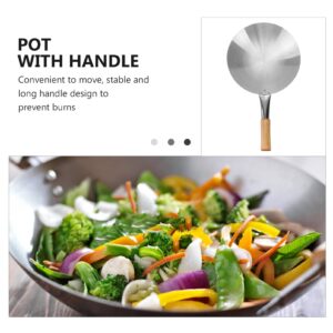 Hemoton Egg Frying Pan Woks & Stir-fry Pans Stainless Steel Wok Pan Stir Fry Pans Chinese Cooking Pan with Handle for Home Professional Cooking Outdoor 30CM Wok Stainless Steel Stock Pot