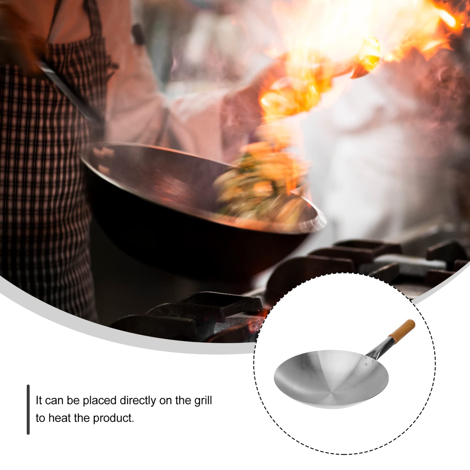 Hemoton Egg Frying Pan Woks & Stir-fry Pans Stainless Steel Wok Pan Stir Fry Pans Chinese Cooking Pan with Handle for Home Professional Cooking Outdoor 30CM Wok Stainless Steel Stock Pot