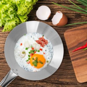 Hemoton Egg Frying Pan Woks & Stir-fry Pans Stainless Steel Wok Pan Stir Fry Pans Chinese Cooking Pan with Handle for Home Professional Cooking Outdoor 30CM Wok Stainless Steel Stock Pot