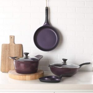 PurpleChef "Jumbo Pot" 7 Quart Nonstick Stock Pot Cookware w/Lid. INDUCTION COMPATIBLE