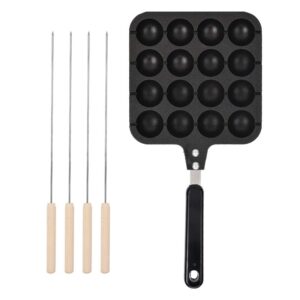 oubit takoyaki grill pan, 16 holes aluminum non-stick grill pan plate cooking baking mold tray for takoyaki & round pancakes making with baking pin