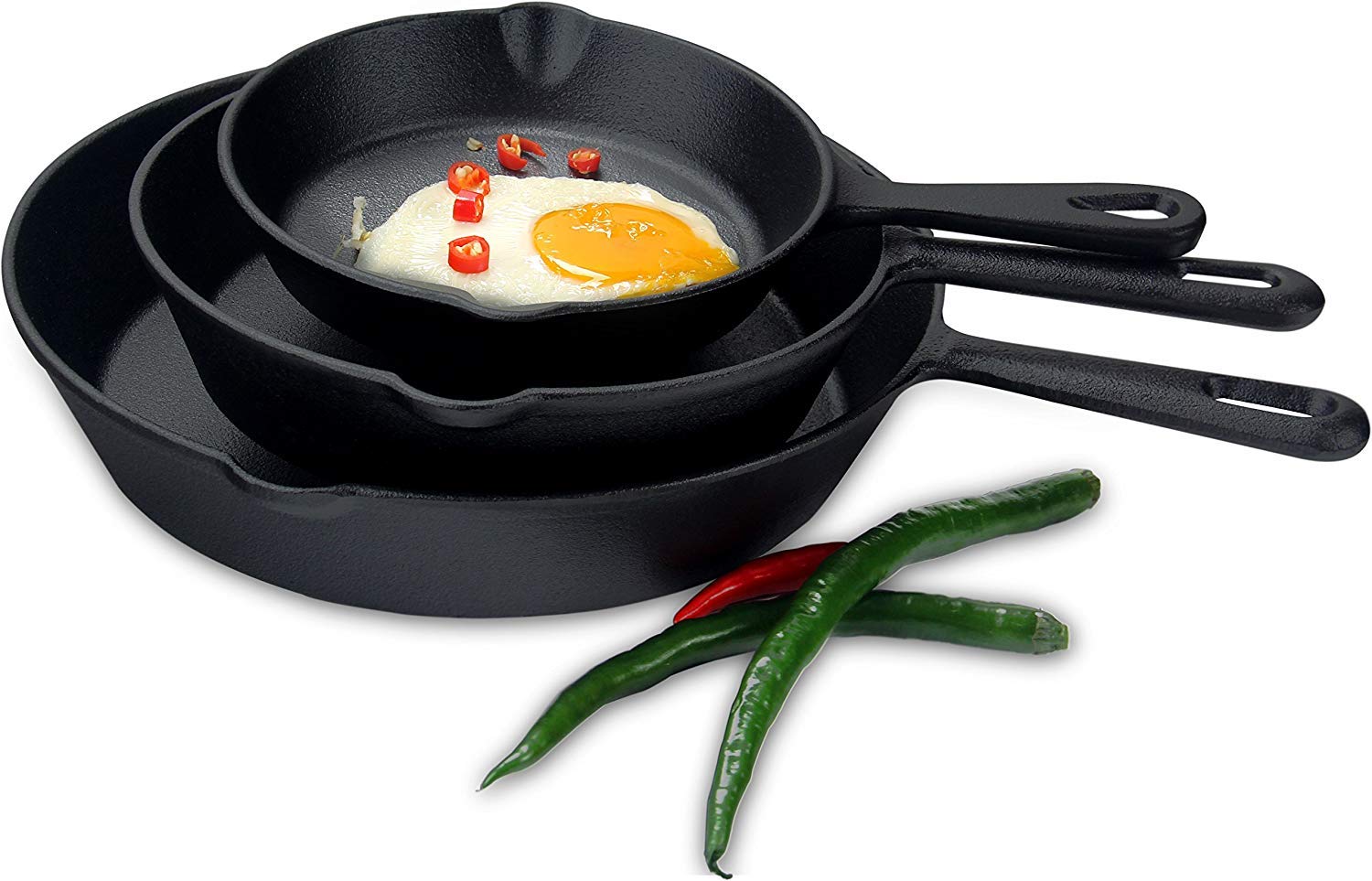 Utopia Kitchen Pre-Seasoned Cast Iron Skillet Set 3-Piece - 6 Inch, 8 Inch and 10 Inch (Bulk Pack of 4)