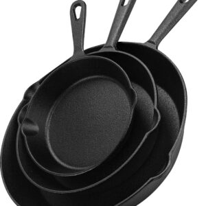 Utopia Kitchen Pre-Seasoned Cast Iron Skillet Set 3-Piece - 6 Inch, 8 Inch and 10 Inch (Bulk Pack of 4)