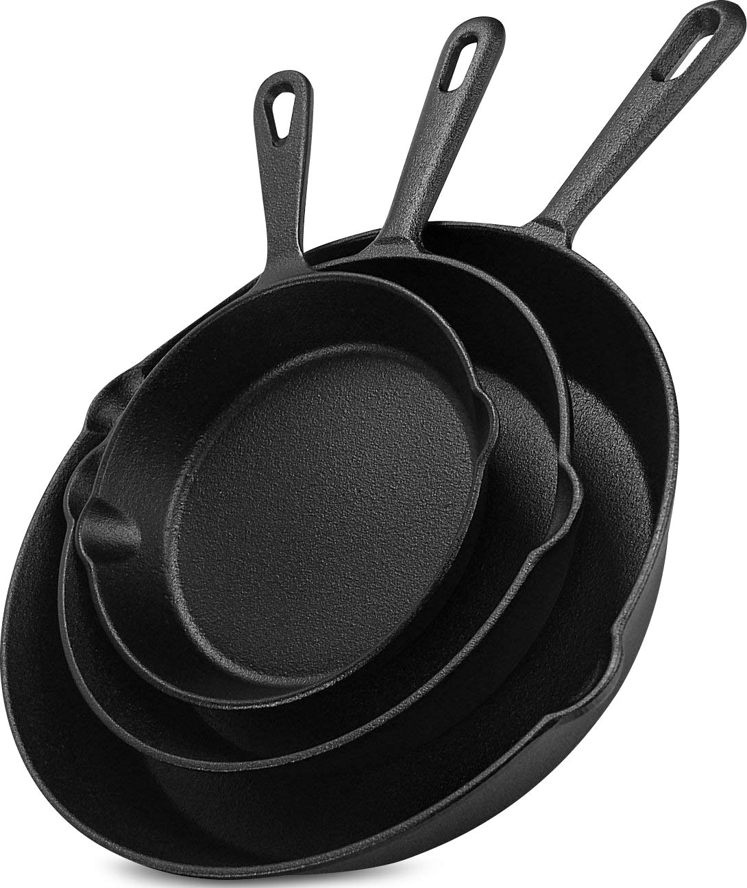 Utopia Kitchen Pre-Seasoned Cast Iron Skillet Set 3-Piece - 6 Inch, 8 Inch and 10 Inch (Bulk Pack of 4)