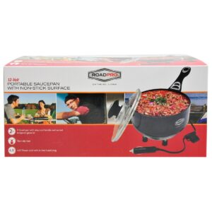 RoadPro 12V Power Supply Portable Travel Saucepan with Non-Stick Surface