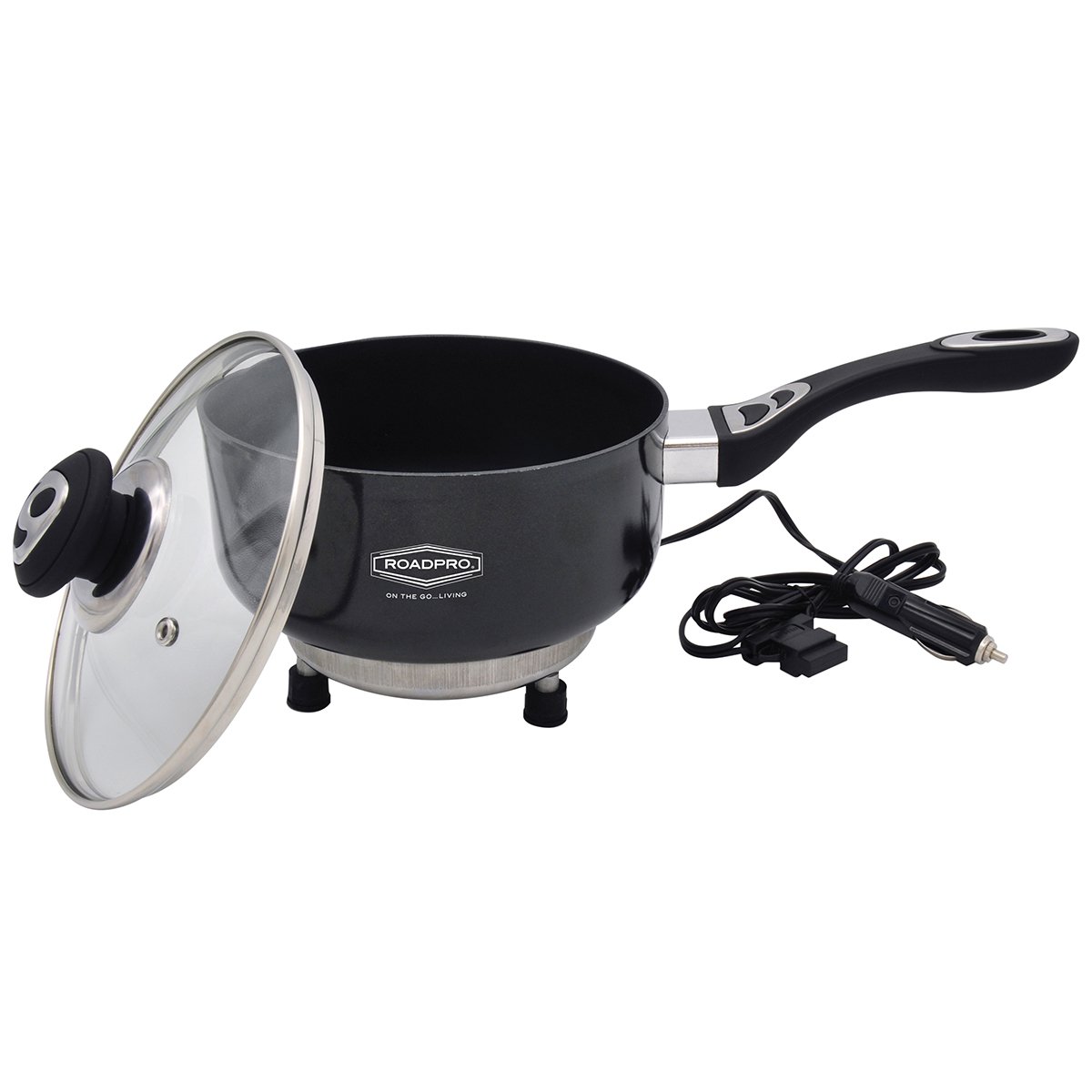 RoadPro 12V Power Supply Portable Travel Saucepan with Non-Stick Surface