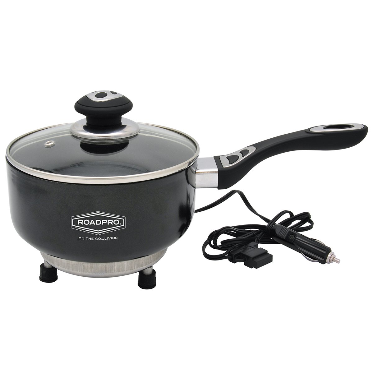 RoadPro 12V Power Supply Portable Travel Saucepan with Non-Stick Surface