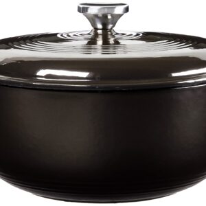 Lodge Manufacturing Company EC6D18 Enameled Dutch Oven, 6 qt, Midnight Chrome & Seasoned Cast Iron Care Kit