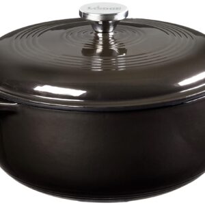 Lodge Manufacturing Company EC6D18 Enameled Dutch Oven, 6 qt, Midnight Chrome & Seasoned Cast Iron Care Kit