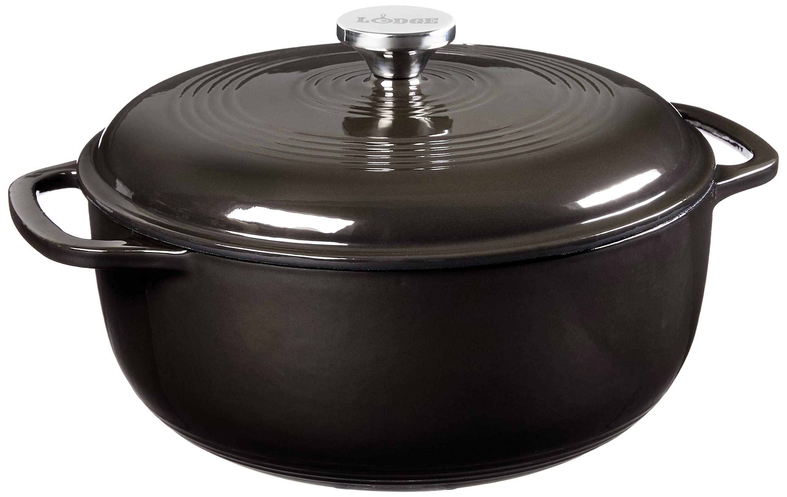 Lodge Manufacturing Company EC6D18 Enameled Dutch Oven, 6 qt, Midnight Chrome & Seasoned Cast Iron Care Kit