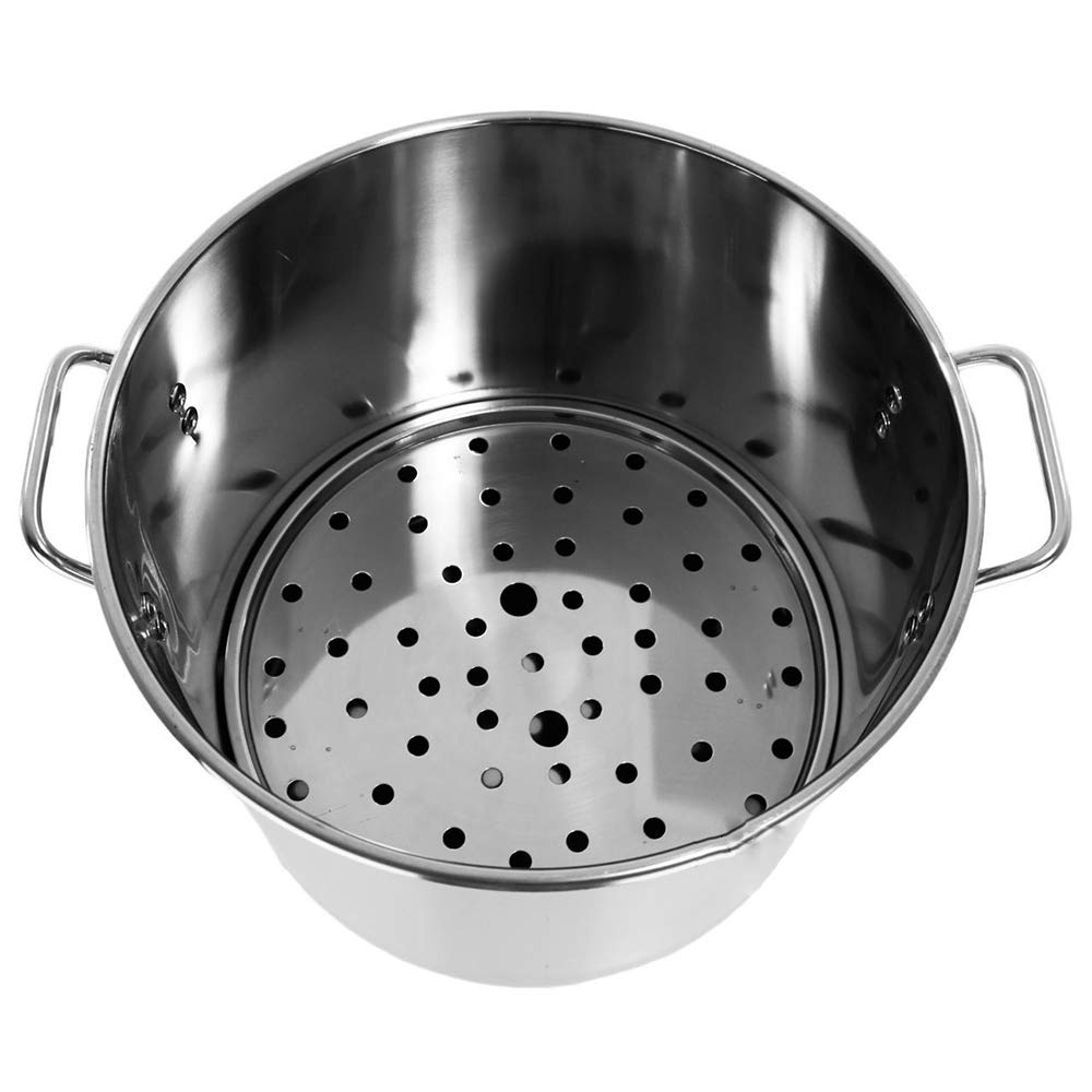 Thaweesuk Shop Stock Pot Stainless Steel 60 QT Steamer Vaporera Tamalera for Tamales (15Gallon) Height 16.5" Diameter 18.5" of Set