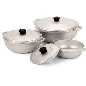 airadp 3pieces cast aluminum caldero or oven set with lid