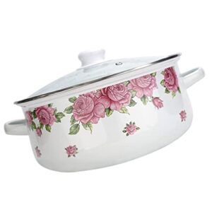 upkoch sauce pan retro enamel stockpot 1.5l cooking pot enamel soup pot stew pot pasta pot with lid sauce pot for stew sauce reheat food induction oven gas stovetops 18cm stainless steel cookware