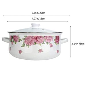 UPKOCH Sauce Pan Retro Enamel Stockpot 1.5L Cooking Pot Enamel Soup Pot Stew Pot Pasta Pot with Lid Sauce Pot for Stew Sauce Reheat Food Induction Oven Gas Stovetops 18cm Stainless Steel Cookware