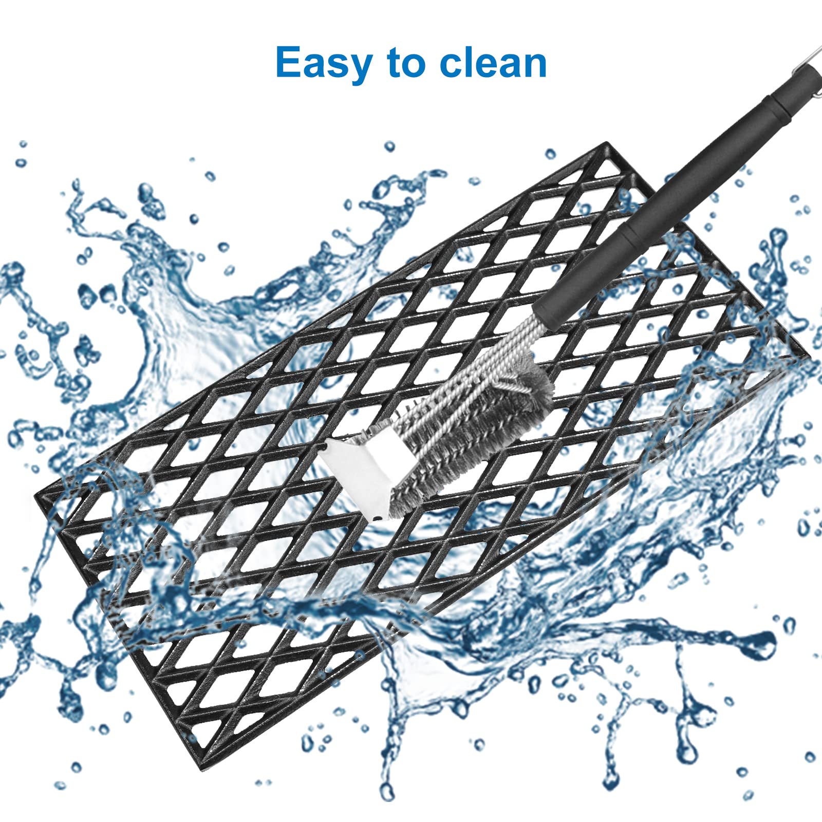 Uniflasy Cast Iron Cooking Grates and Grease Tray with Catch Pan for Dyna glo DGH450CRP DGH450CRP-D 4 Burner, DGH485CRP DGH474CRP 5 Burner Cooking