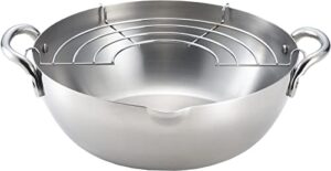 yoshikawa sj3391 tempura pot, 7.9 inches (20 cm), gas flame and induction compatible, made in japan, stainless steel